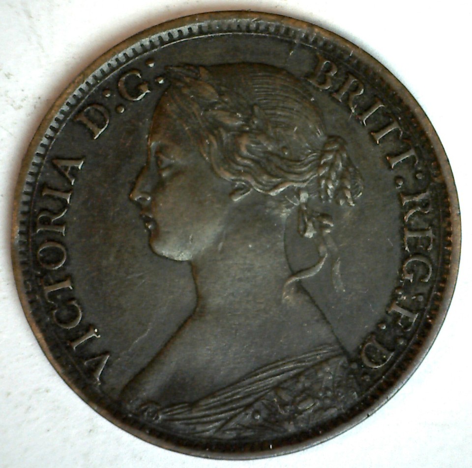 1865 Bronze Farthing Great Britain Extra Fine Circulated Coin UK ...