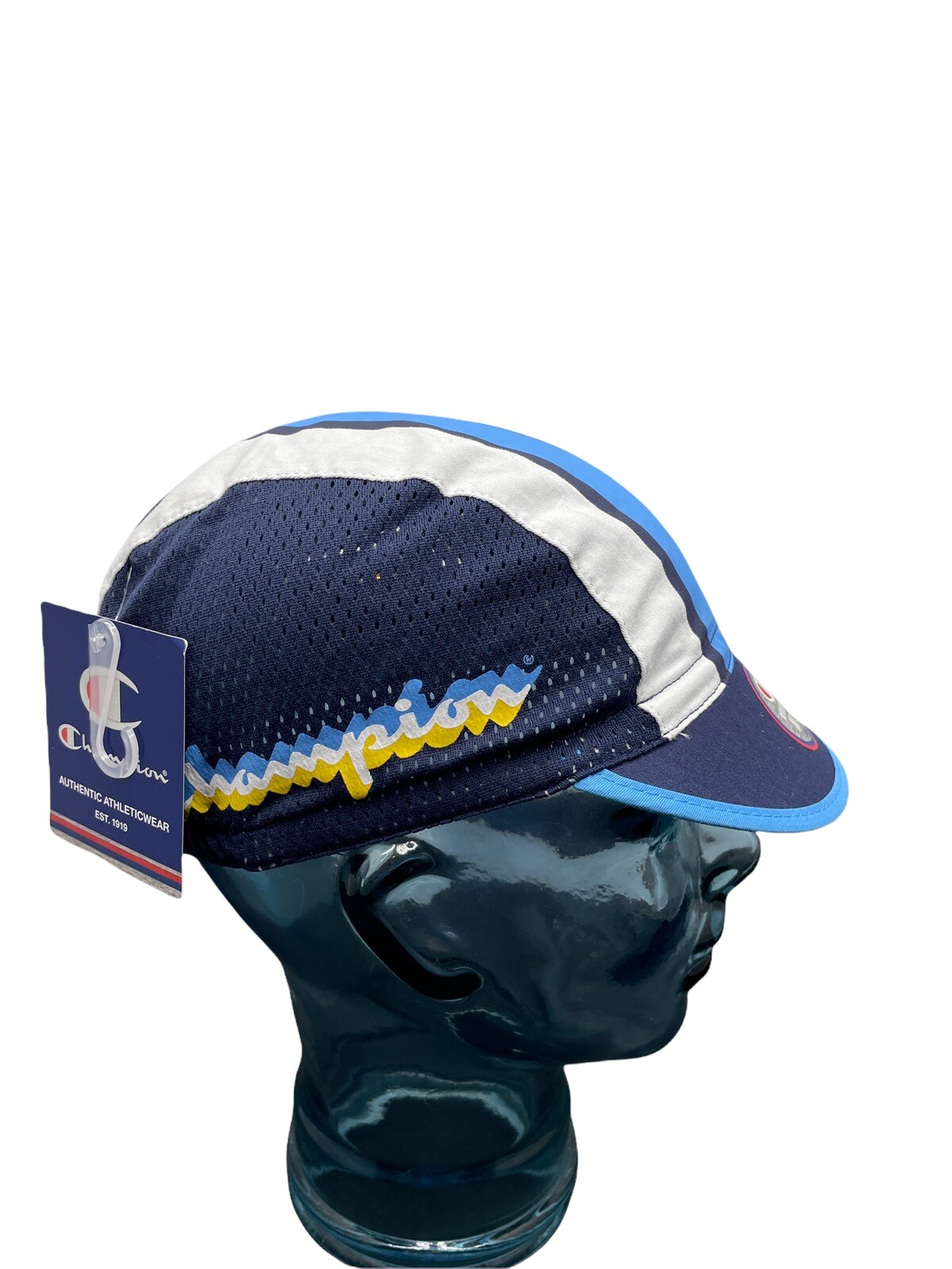 Champion Mesh Cap Blue Yellow OSFA Race Hat Cap Cycling Bike New Fast ...