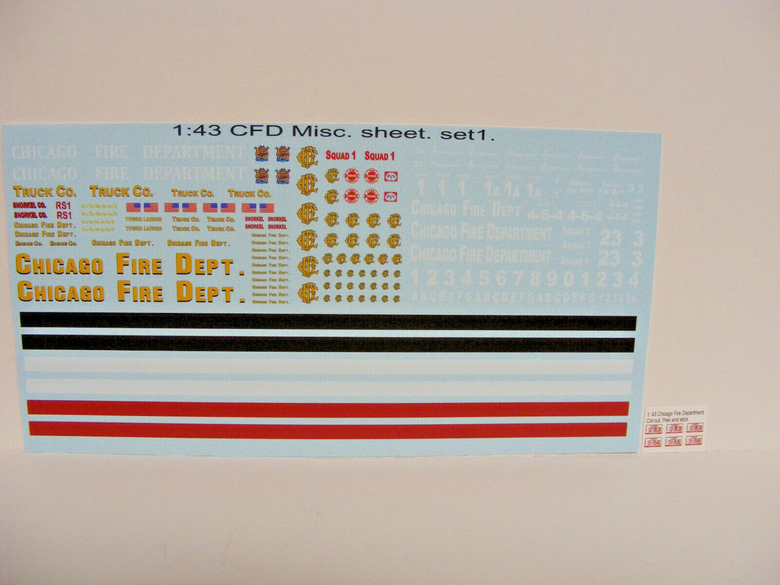 Chicago Fire Dept 1/43 Scale Water Slide Decals For Customs and IXO ...