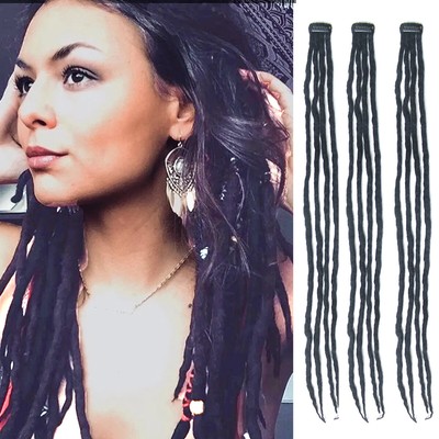 5 Pieces 22" Clip in Wool Dreadlocks Clip in Dreads Hair Extensions Hip ...