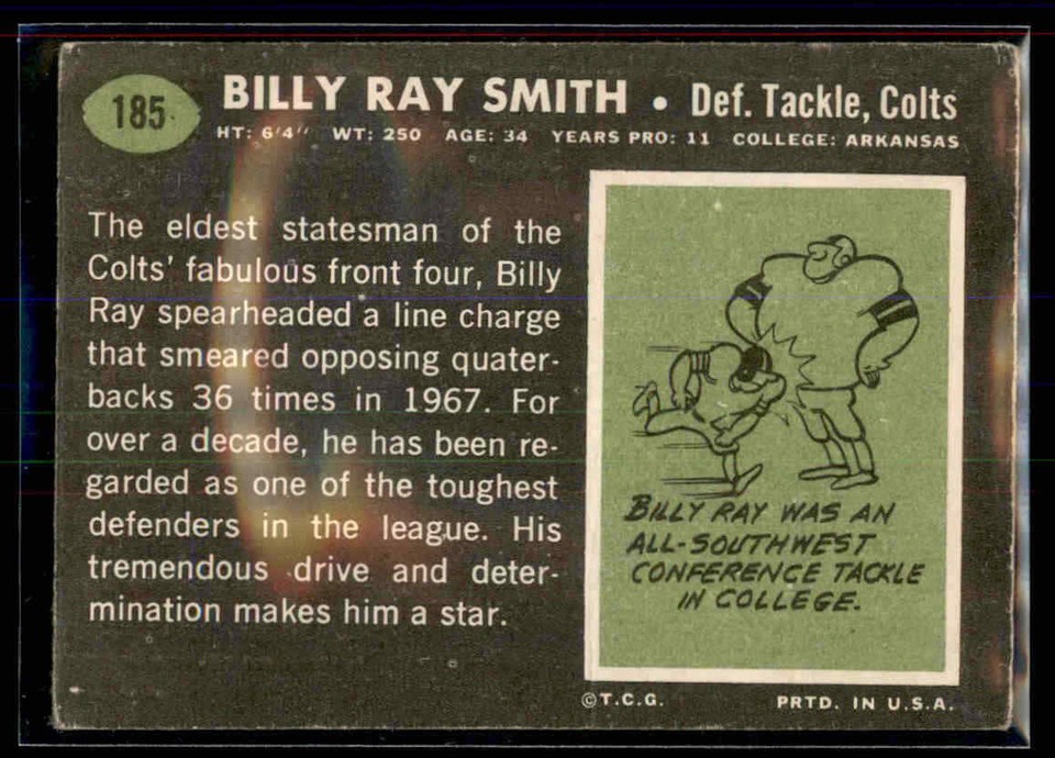 1969 Topps Billy Ray Smith #185 Baltimore Colts | eBay
