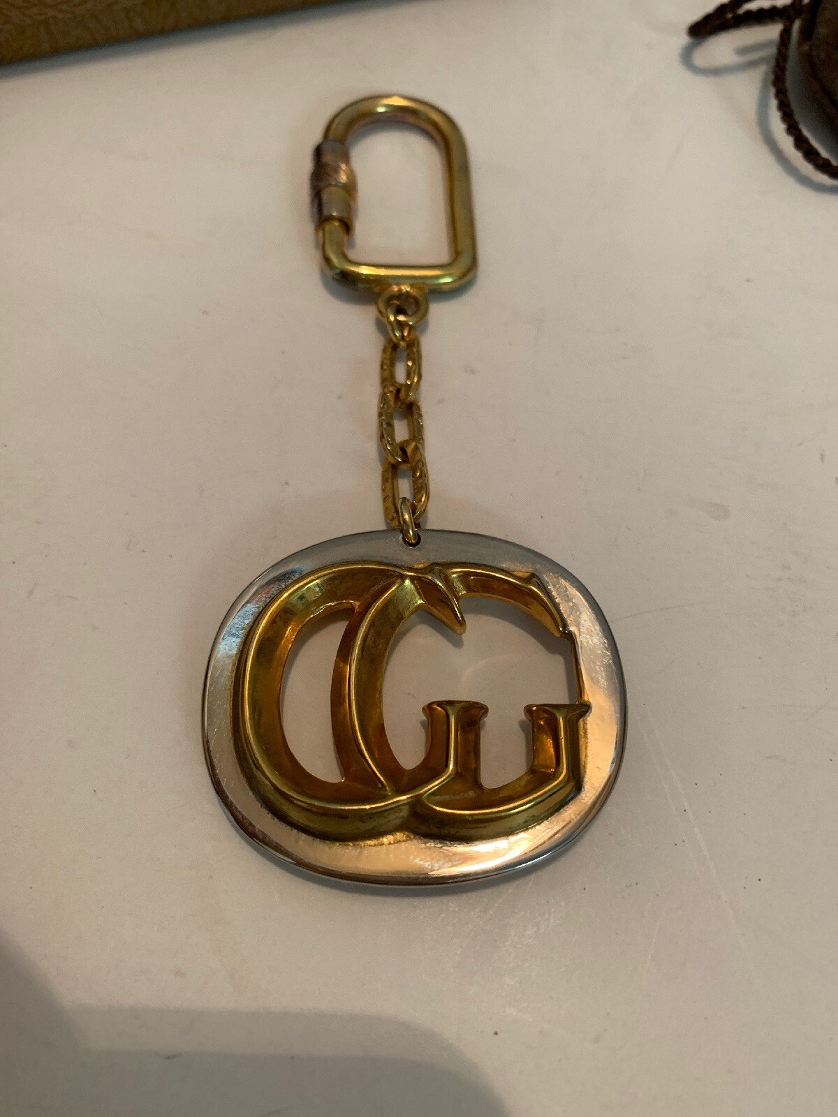 Vintage Gucci Gold Tone Screw Open Key Chain Fob Orig… - Gem