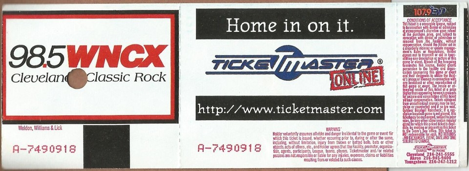 Jim Thome HR# 126 Blue Jays @ Indians 7/5/97 Ticket Stub Matt Williams HR# 273 | eBay