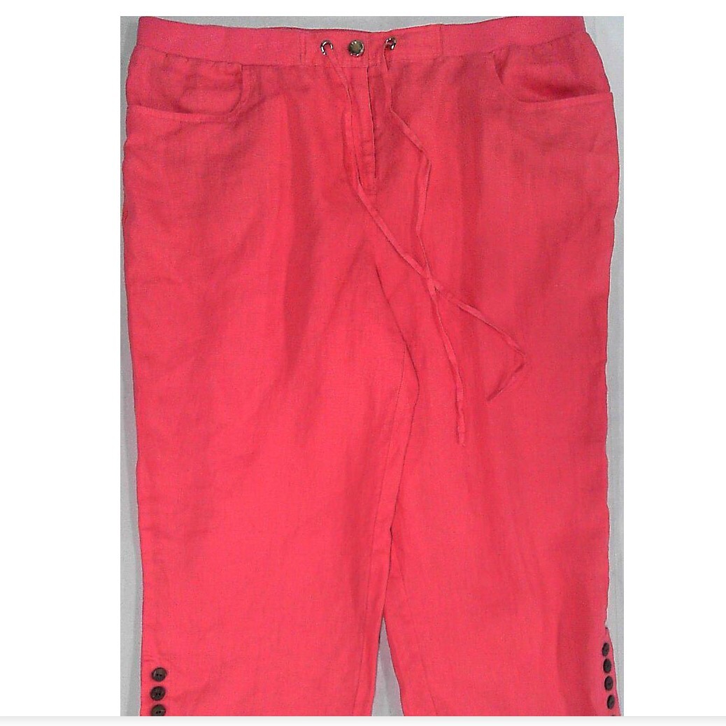 JM Collection Women Pants 18 Coral Casual Straight Leg Linen Solid ...