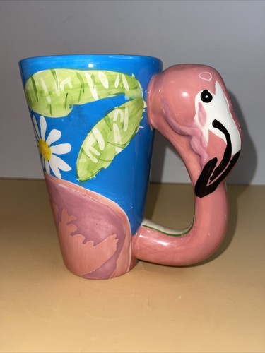 Tropix Pink Flamingo Flower Butterfly Tropical Ceramic Tall Coffee Tea ...