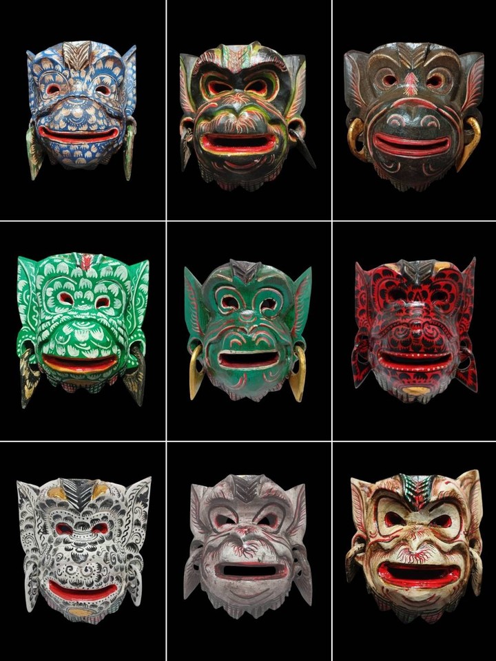 Barong Monkey Balinese Brown Hand Carved Wood Bali Mask Indonesia Wall ...
