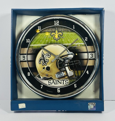 NEW ORLEANS SAINTS Helmet Logo 12" Round Chrome Wall Clock WinCraft | eBay