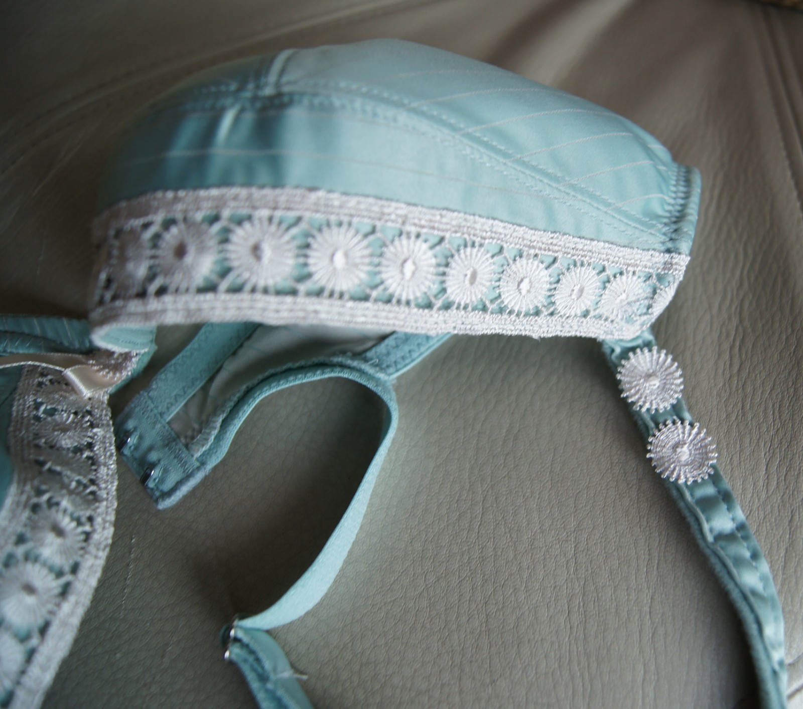 Masquerade Polka Stripe Turquoise Satin Preformed Plunge Bra | eBay