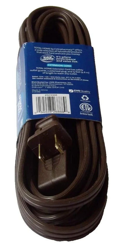 Triple Tap Extension Cord 3 Outlets 15 FT Long Safety Outlet Guards BUY ...