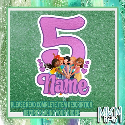 Legos Hearts friends Inspired personalised Birthday cake topper Glossy ...