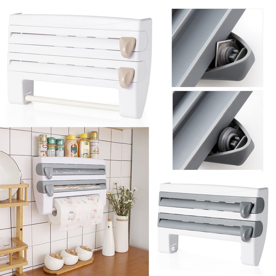 Cling Film & Kitchen Foil Dispenser Paper Towel Roll Holder Wall ...