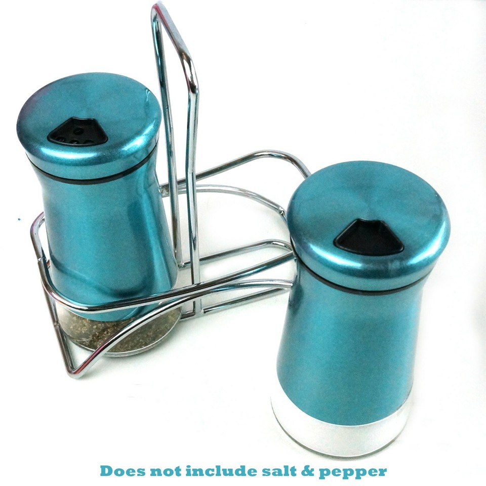 Salt & Pepper Shakers Glass Bottom with Wire Stand Adjustable Holes ...