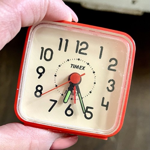 Vintage Red Timex Traveling AA Battery Operated Clock Tested Works | eBay