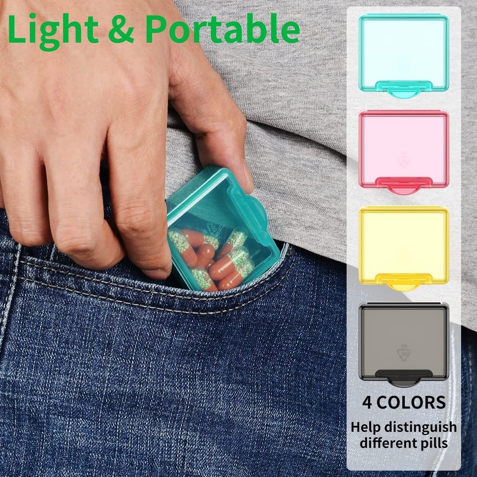 Small Pocket Pill Case (2/3 Pack), Daily Single Pill Box Organizer ...