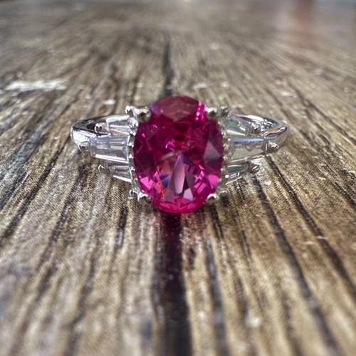 Sterling Silver Lab Created Pink Sapphire Ring | eBay