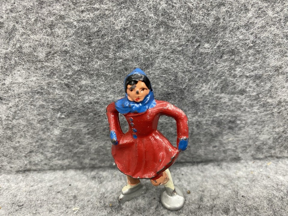 2 Vintage Barclay Hand Painted Lead Figure Skater & Speed Skater Ice ...