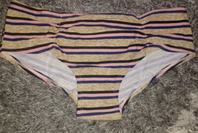 NeW Vs Pink Vintage Cotton Ruched Front Cheekster Panty Multi Striped ...
