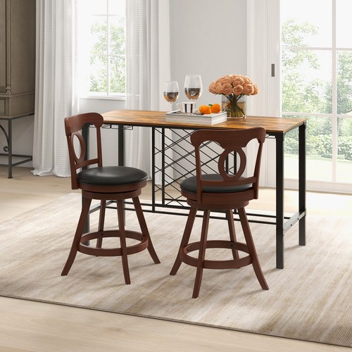 Set of 4 Bar Stools 24" Swivel Counter Height Chairs w/ Footrest for ...