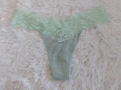 NWT VICTORIA SECRET Cotton Twinkle Lace Waist Thong Panty Size Large ...