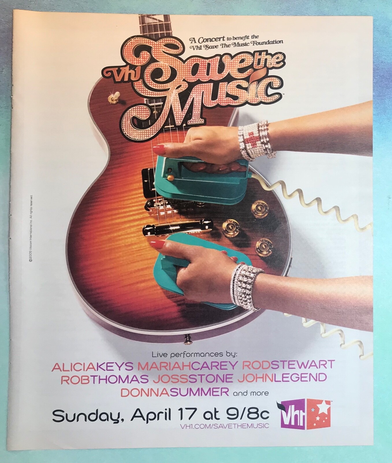 Vintage 2000s large 10 by 12 mag print ad VH1 Save The Music Special | eBay