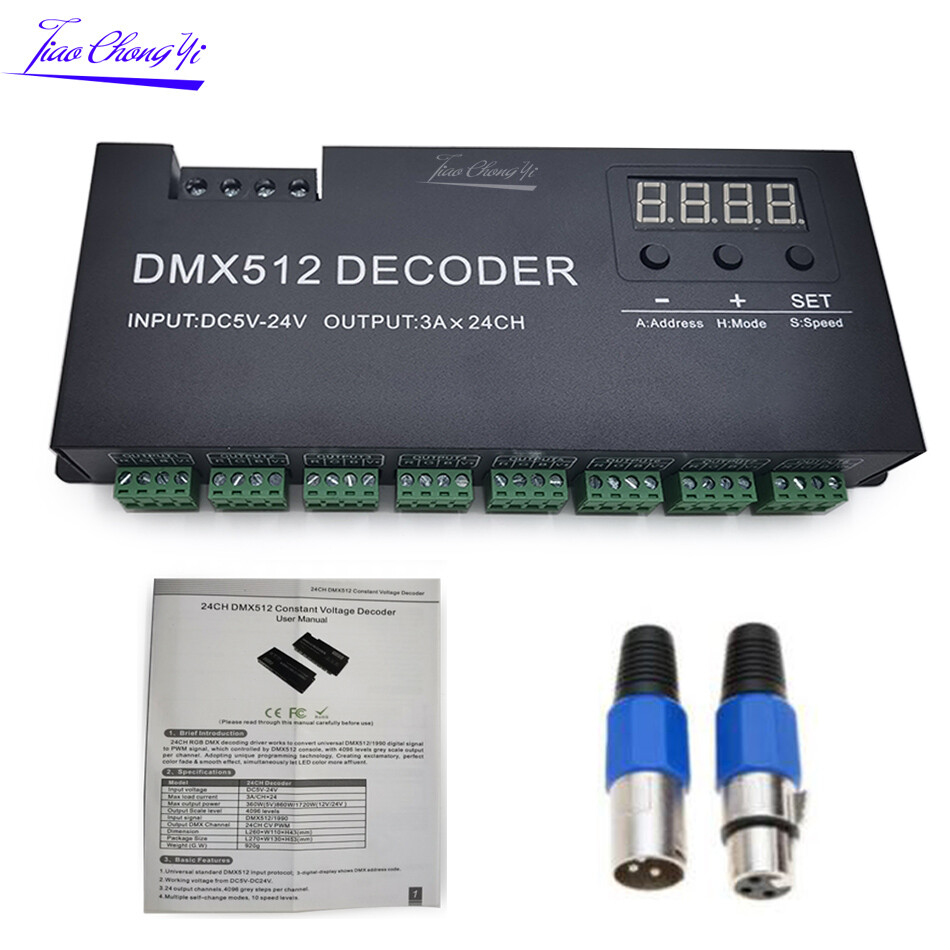 DMX512 Decoder 24 channel with Digital Display DC5V-24V RGB LED strip ...