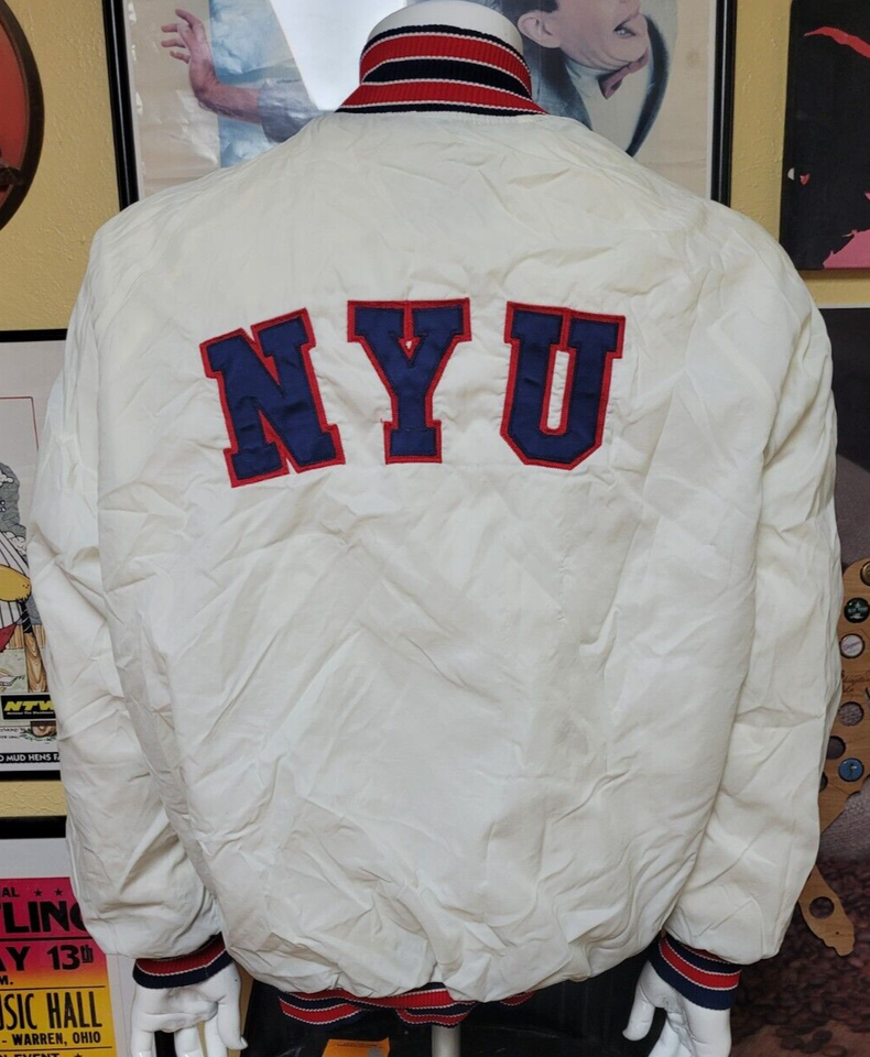 VTG 80s NYU New York University Varsity Champion Button Up Jacket 2XL ...