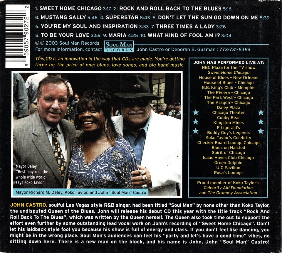 JOHN CASTRO - Castro's Sessions The Legends CD SIGNED Koko Taylor/Gary ...