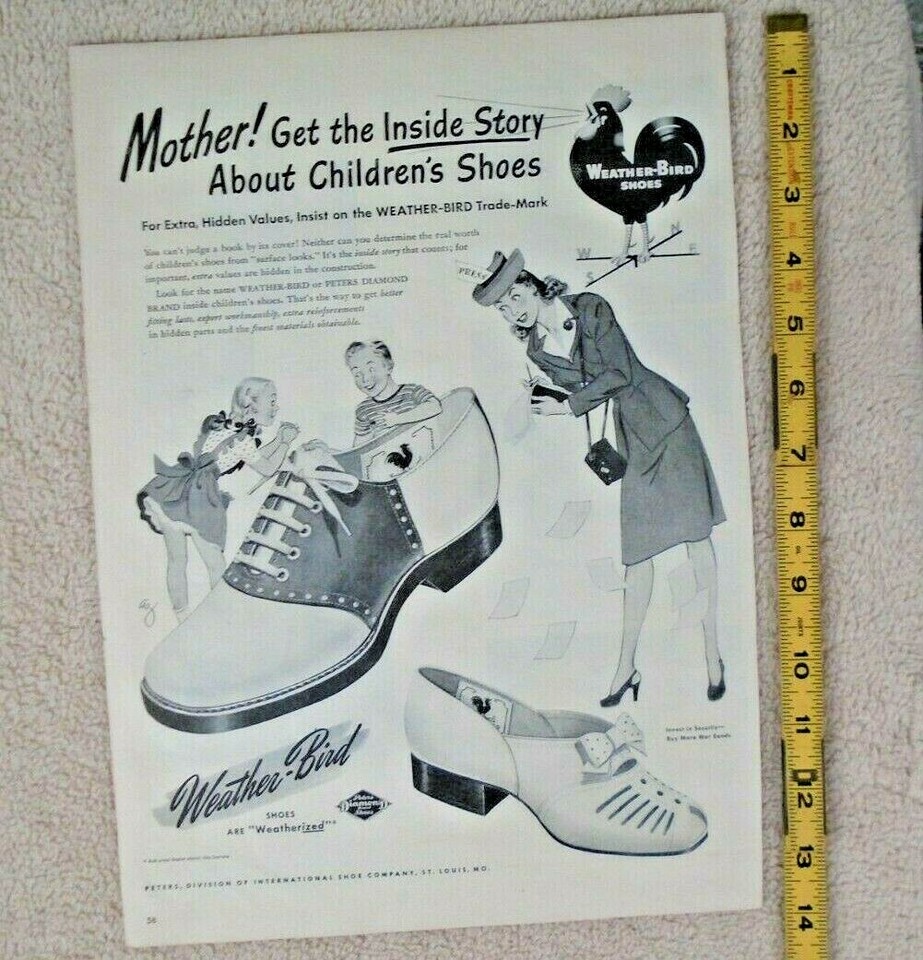 Vintage Peters Diamond Brand Weather-Bird Shoes Print Advertisement ...