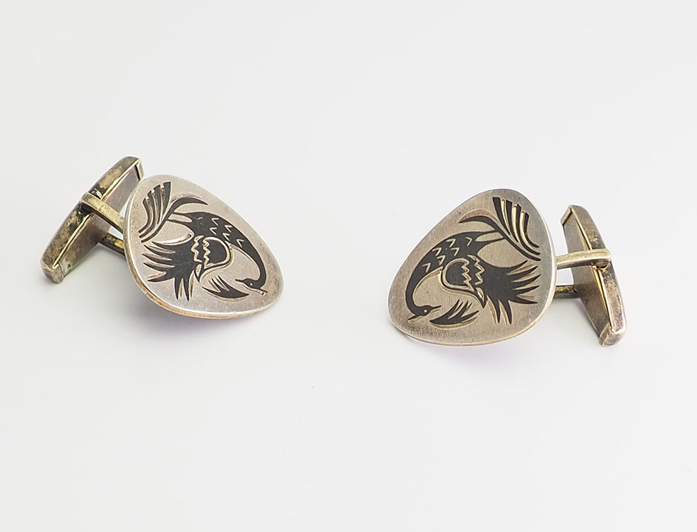 Russian folk firebird phoenix peacock bird niello 875 silver vintage ...