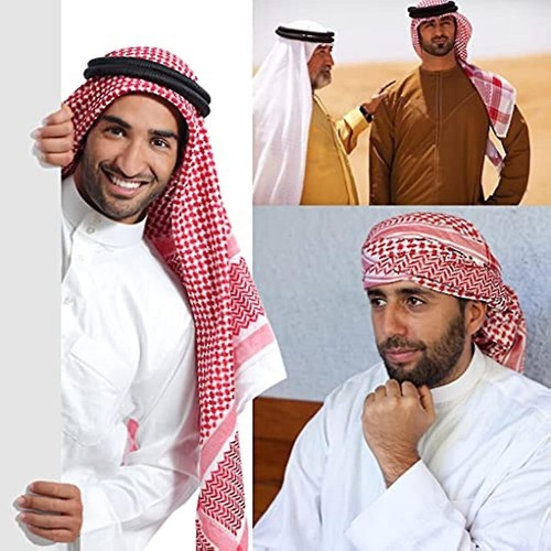 Saudi Scarf Keffiyeh Shemagh |Arab Unisex| Head Neck Wrap Cover.(Red ...