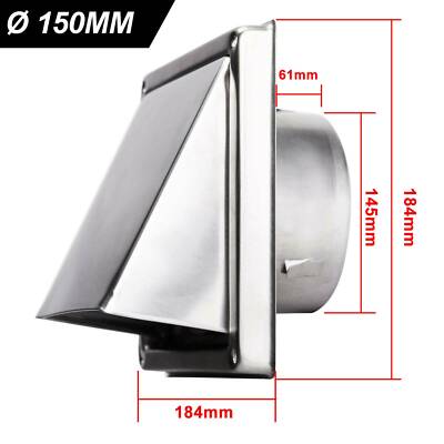 Stainless Steel Wall Air Vent Extractor Fan Grille & Non Return Outlet ...