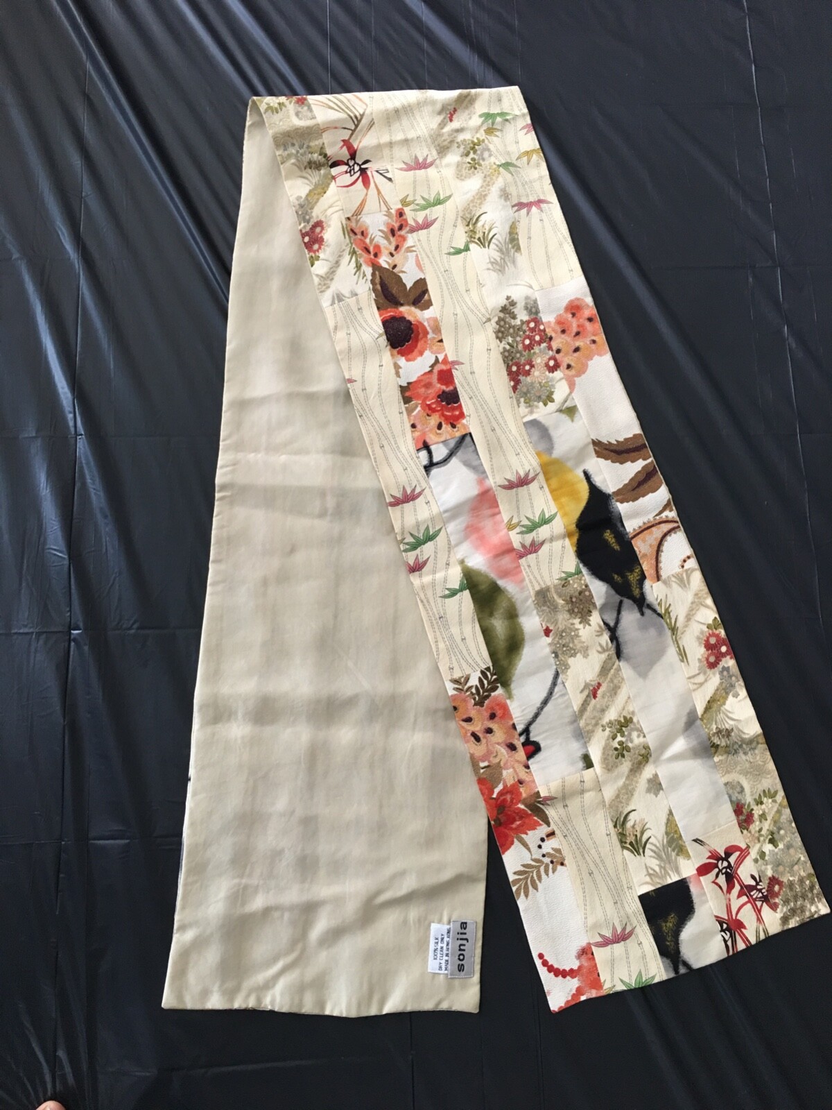 Japanese Print Silk Scarf Oblong Vintage SONJIA Wraps… - Gem