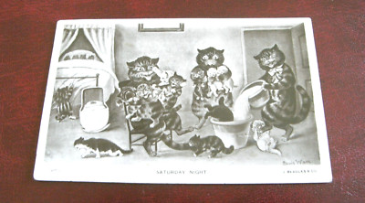 ORIGINAL LOUIS WAIN SIGNED ANTHROPOMORPHIC CAT POSTCARD - SATURDAY ...
