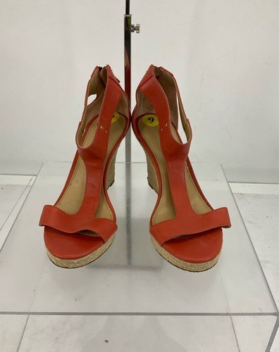 MICHAEL Michael Kors Dusty Red Leather Back Zip Wedge Espadrille ...