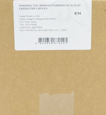 Pokemon GO Collection Alolan Exeggutor V Factory Sealed 6 Box Case ...