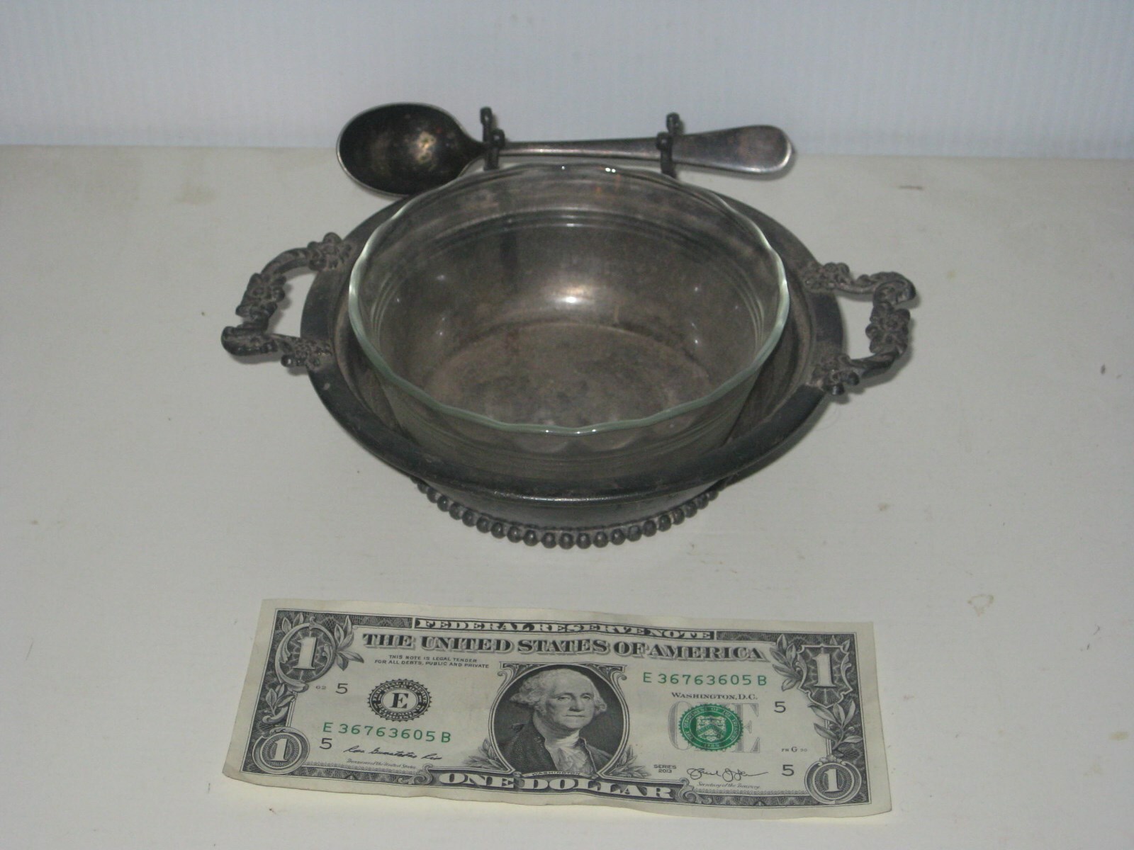 3 Pc Antique Ornate Colonial Silver Co Pewter Relish Sauce Dish ...