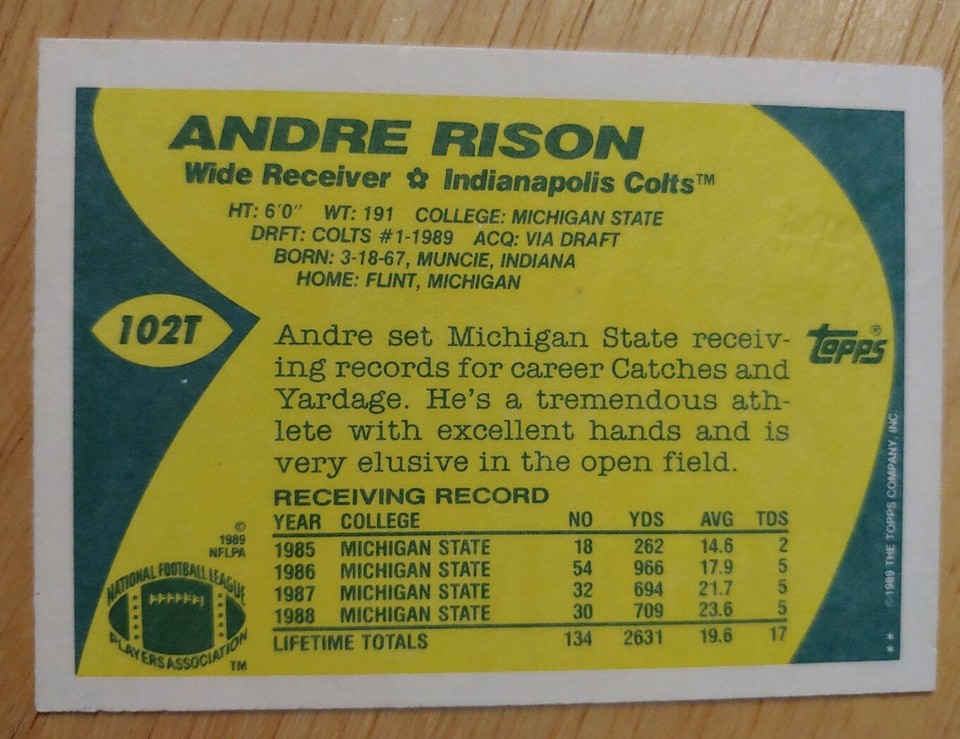 ANDRE RISON RC 1989 Topps Traded #102T Rookie Card ATLANTA FALCONS | eBay