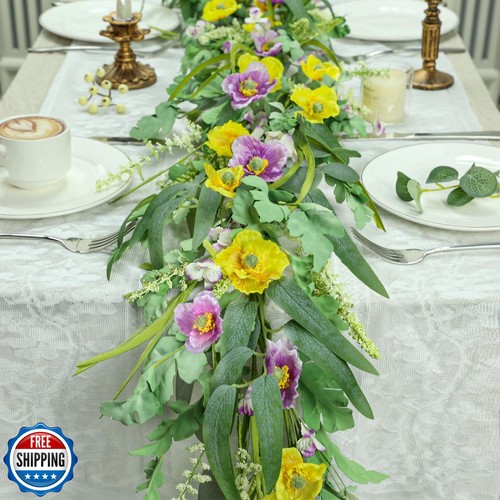 6FT Spring Garland for Decoration, Summer Green Eucalyptus Flower ...