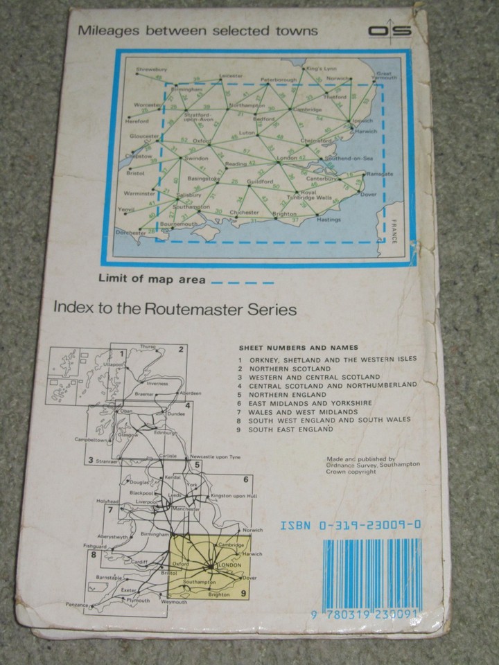 OS Ordnance Survey Routemaster Map 9 South East England - 1:250,000 ...
