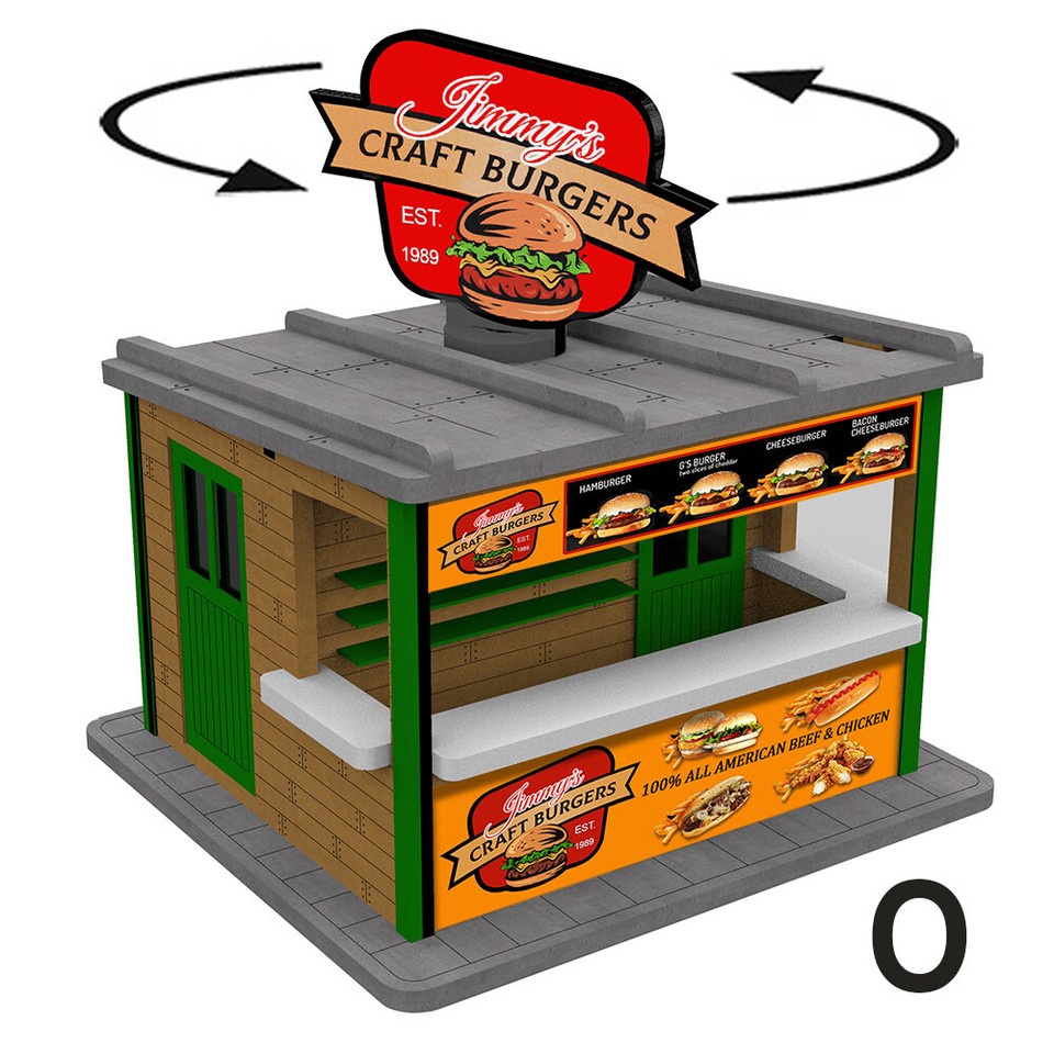 FAST FOOD COMBO - Hot Dog and Burger Stands w/Rotating Banners (O scale ...
