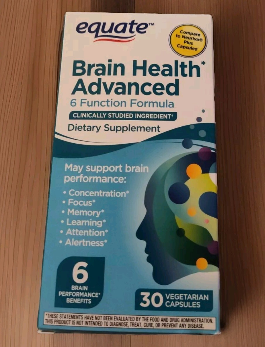 Equate Brain Health Advanced 6 Function Formula 30 Capsules Exp 4/2025 ...