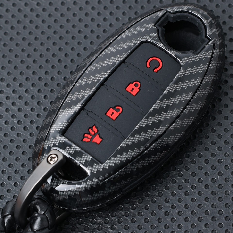 Carbon Fiber Car Key Fob Cover Remote Case 4 Buttons For Nissan Altima ...