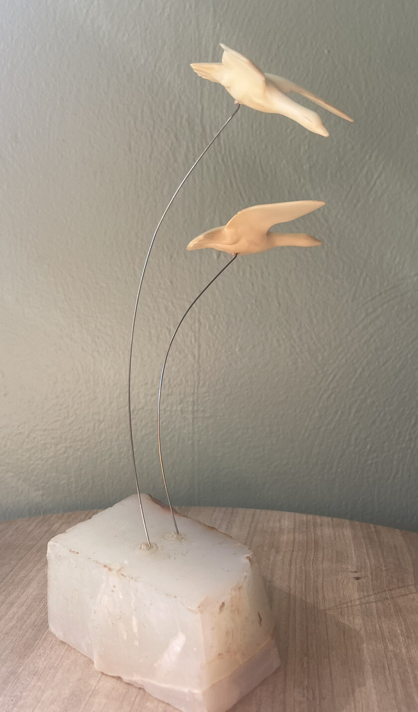 Vintage 1974 Marvin Wernick Kinetic Geese Birds Sculpture on Quartz ...