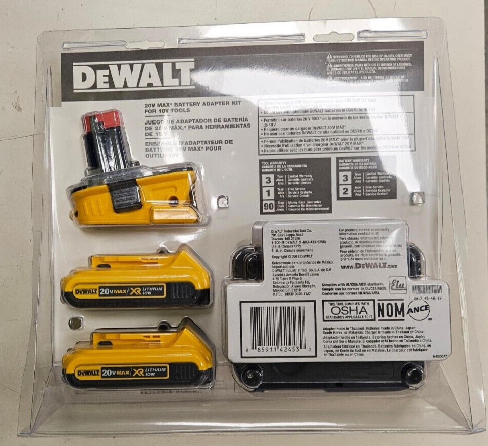 DEWALT 20V MAX Battery Adapter Kit for 18V Tools DCA2203C (2)-2Ah ...