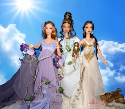 GODDESS OF WISDOM BEAUTY SPRING Barbie Doll Classical Greek Set of 3 ...