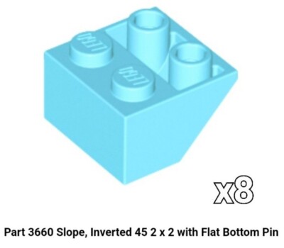 NEW Lego x8 MEDIUM AZURE Slope Inverted Brick Slope Brick 45 2x2 ...
