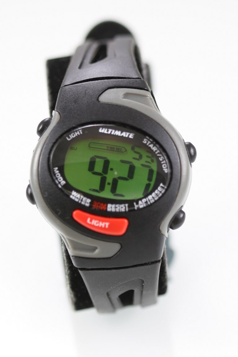 Ultimate Watch Women Plastic Black Gray 30m Batt Alarm Light Date Chron ...
