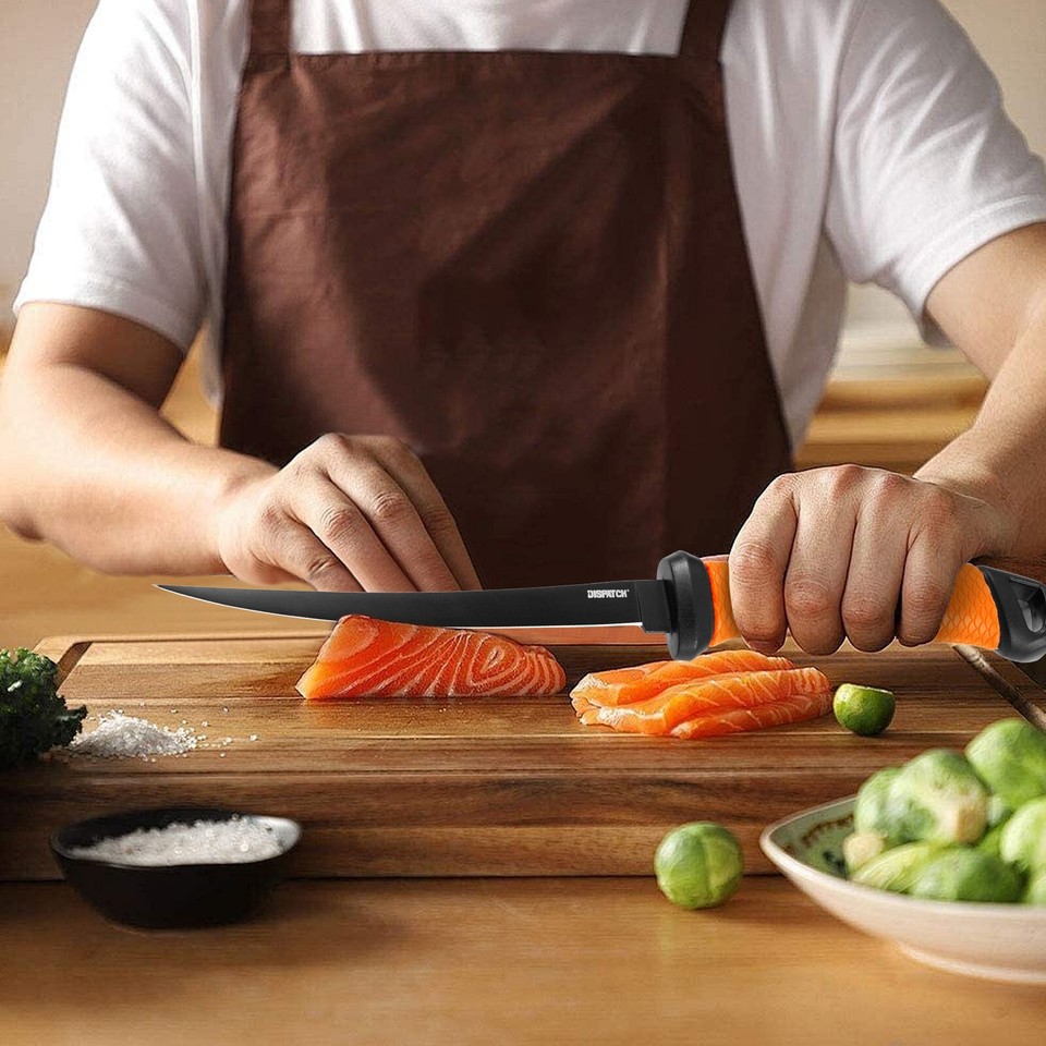 4PCS Fillet Knife Set-14"/12"/11"/10" Full Tang W/Sheaths for Saltwater ...