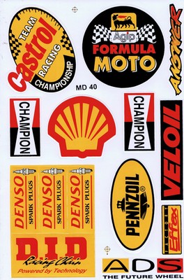 Sponsor Logo Sticker Sheet Motocross Car, Motorcycle, Skateboard & RC ...