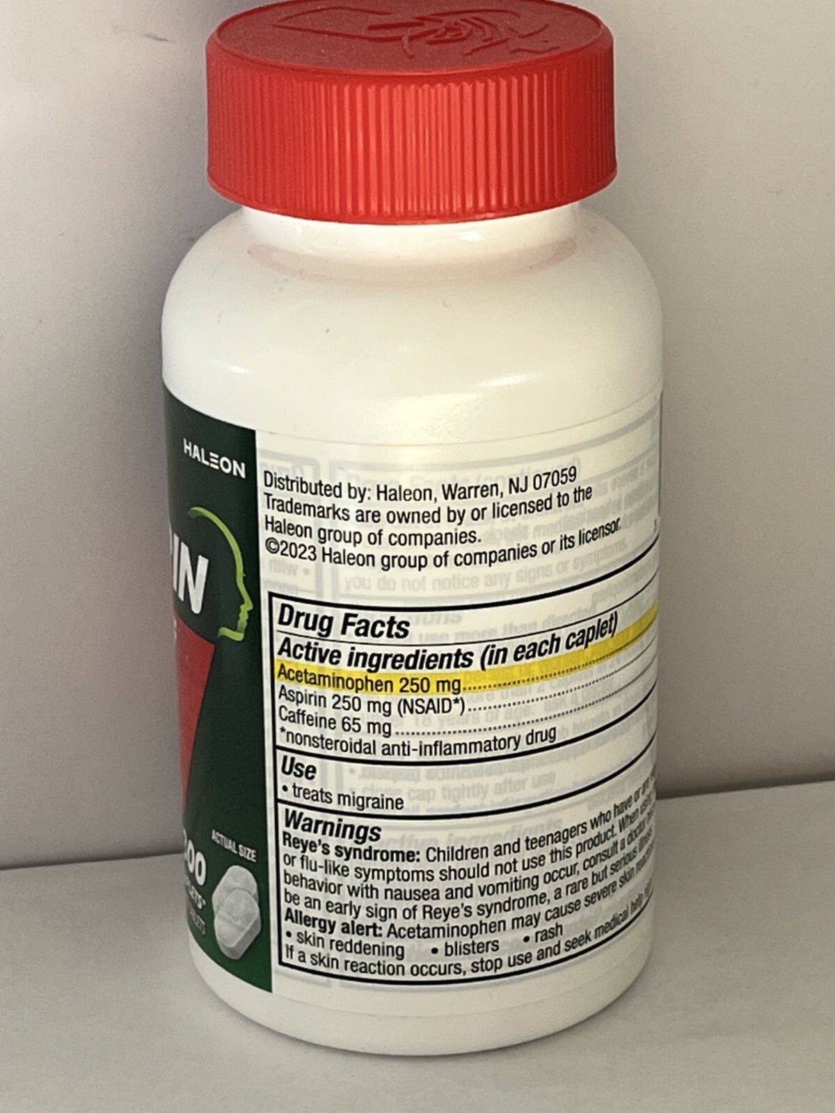 EXCEDRIN MIGRAINE Pain Reliever Aspirin Acetaminophen Caffeine, 300 ...